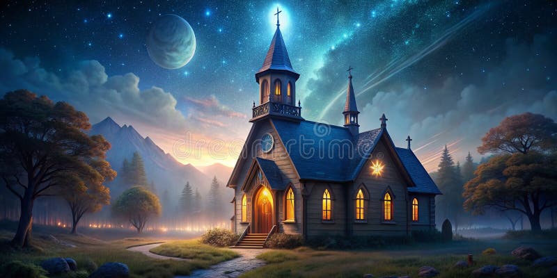 Fantasy church house stock illustration. Illustration of fairytale ...