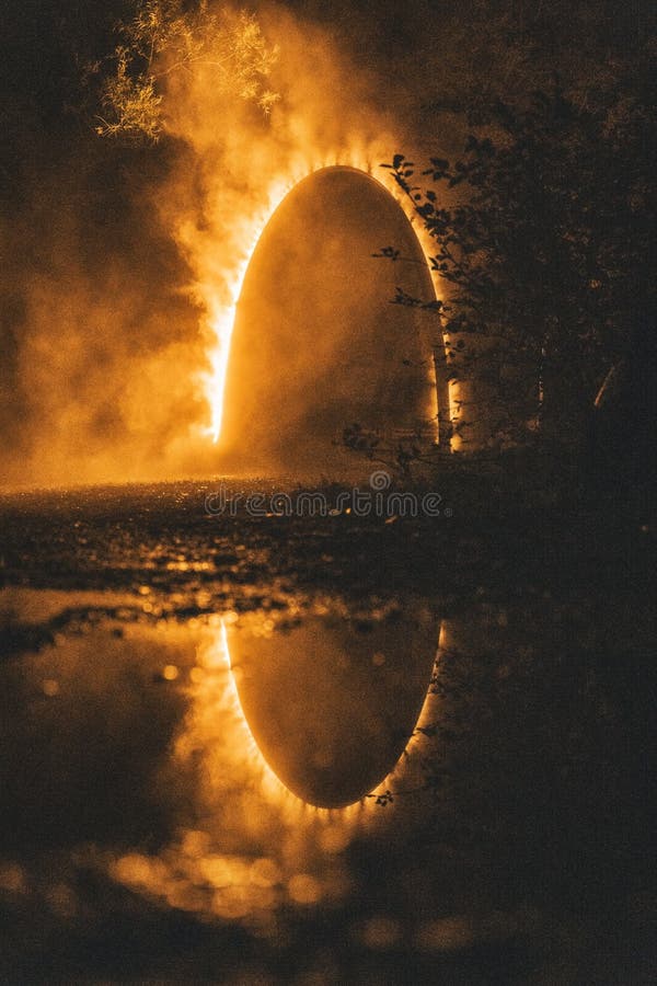 Beautiful Circle of Fire Made of Water Stock Photo - Image of abstract ...