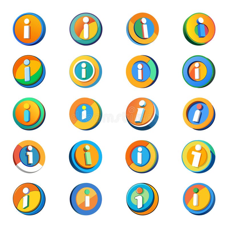 Beautiful Circle Info Icon with Cartoon Style Bundle Stock Vector ...