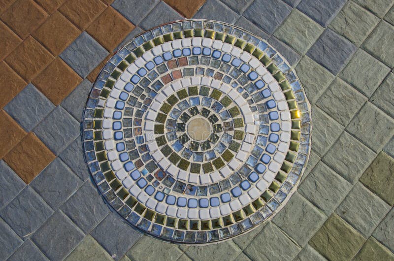 Beautiful Circle Pattern of Ceramic Mosaics on the Floor Stock Image ...