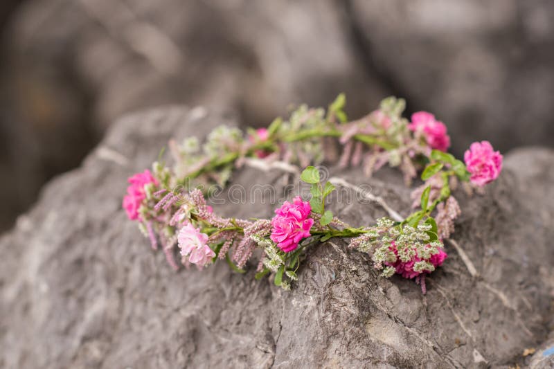 Beautiful Circlet of Flowers. Beautiful Pink Roses and Different ...