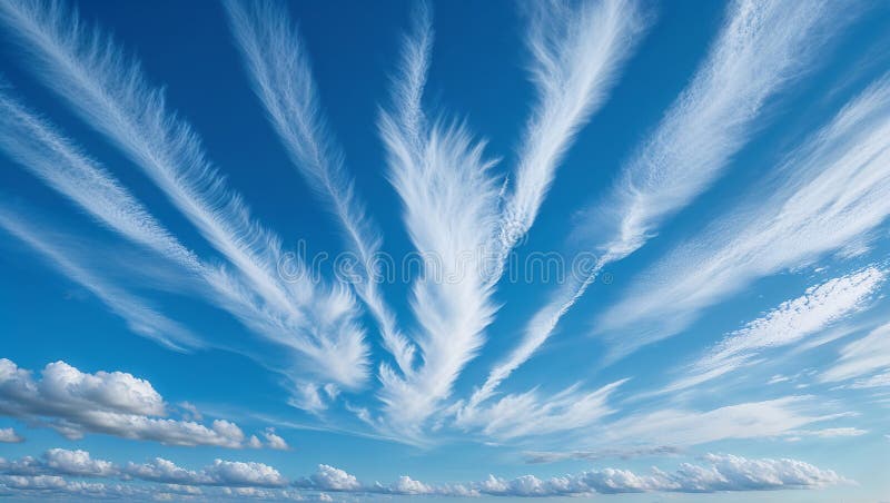 Cirrus Clouds Creating Stunning Patterns in Deep Blue Sky Stock ...