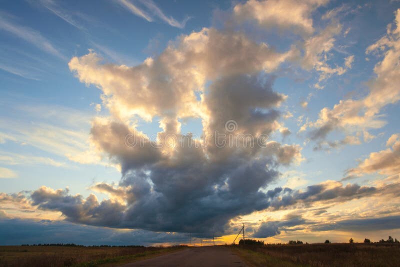 Beautiful Cirrus Clouds at Sunset for Background Stock Image - Image of ...