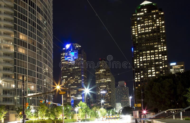 Beautiful City Dallas at Night Stock Photo - Image of buildings ...