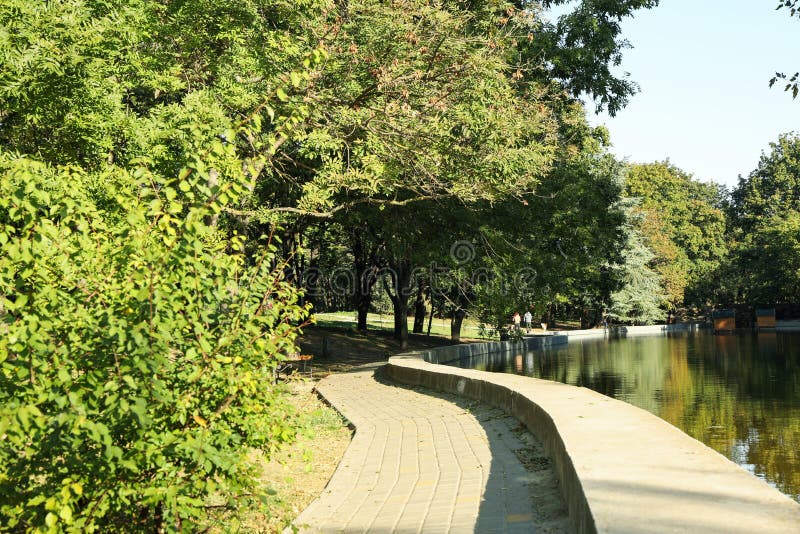 Beautiful City Park in Bright Sunny Morning Stock Photo - Image of lawn ...