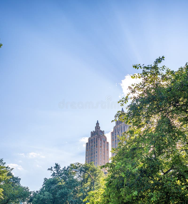 Beautiful City Park with Buildings on Background Stock Image - Image of ...