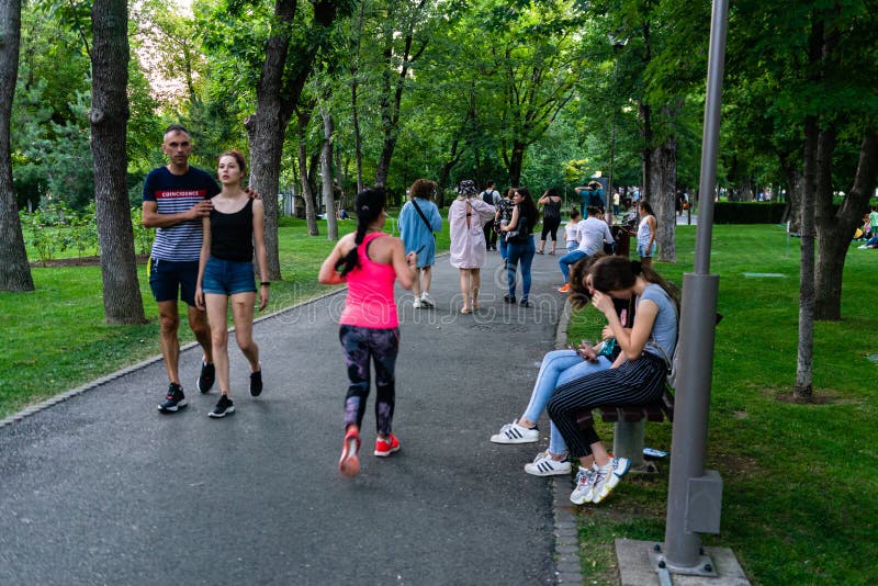 Beautiful City Park and People Having Fun in Bucharest, Romania, 2023 ...