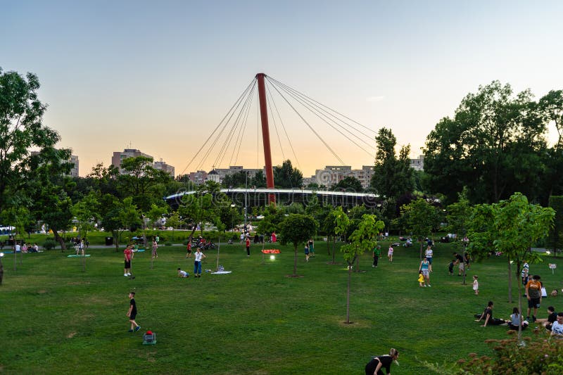 Beautiful City Park and People Having Fun in Bucharest, Romania, 2023 ...