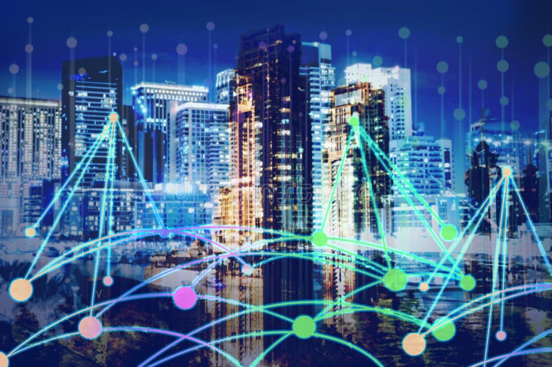 Cityscape and Network Connection Lines Stock Image - Image of modern ... Cityscape and Network Connection Lines Stock Image - Image of modern ...