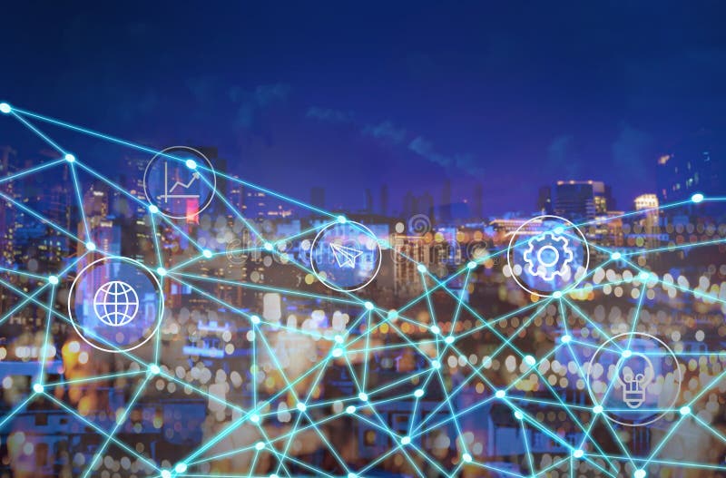 Cityscape and Network Connection Lines Stock Image - Image of building ... Cityscape and Network Connection Lines Stock Image - Image of building ...