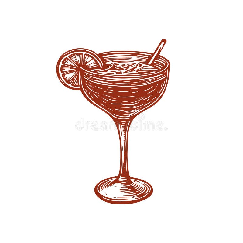 Beautiful Classic Hand Drawing Cocktail Illustration Stock Vector ...