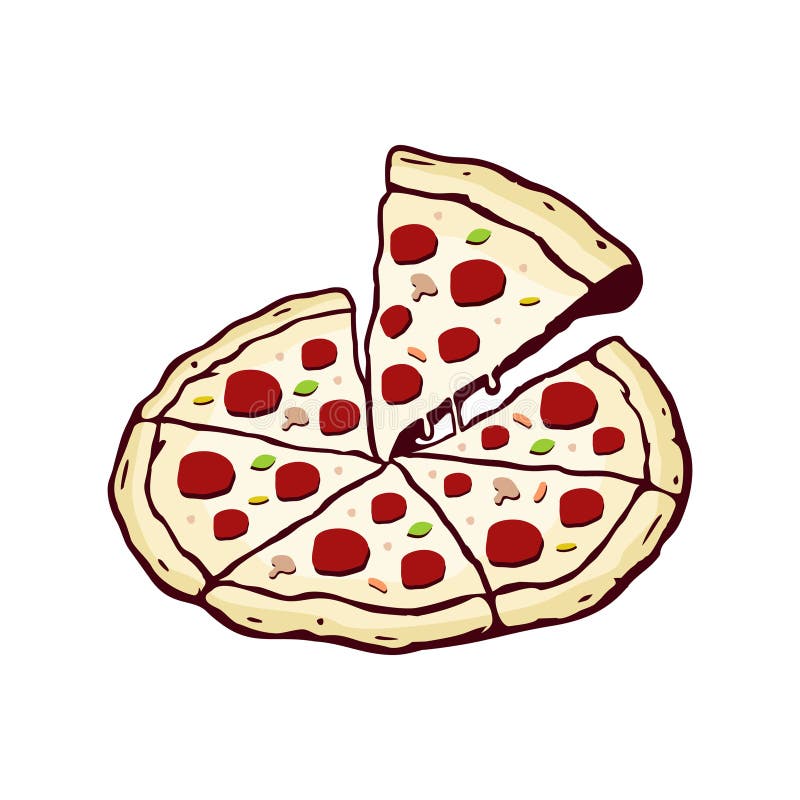 Classic Hand Drawing Pizza Illustration Stock Illustration ...