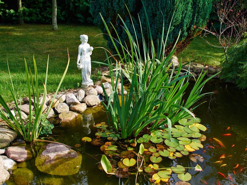 Beautiful Classical Garden Fish Pond Stock Image - Image of rock ...