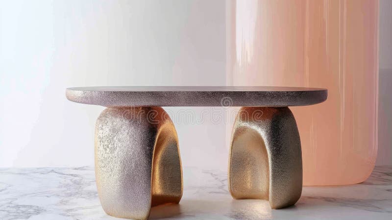 Beautiful Clay Table with Gold Metal Elements Stock Illustration ...