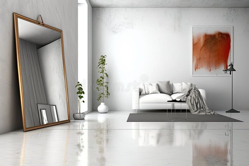 Beautiful Clean Interior with Smal Decorations, Plants and Mock Frames ...