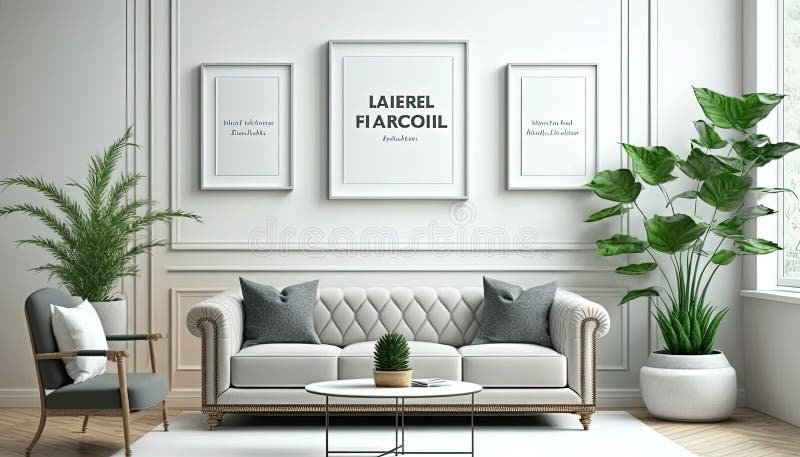 Beautiful Clean Interior with Small Decorations, Plants and Mock Frames ...