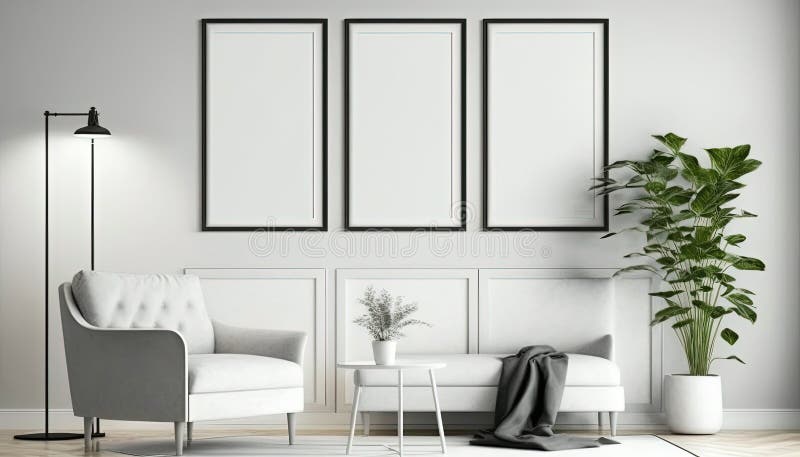 Beautiful Clean Interior with Small Decorations, Plants and Mock Frames ...