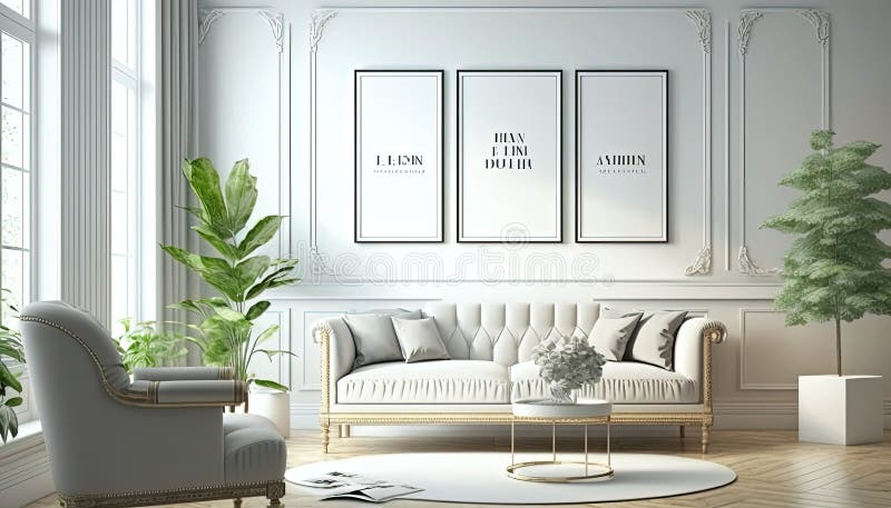 Beautiful Clean Interior with Small Decorations, Plants and Mock Frames ...