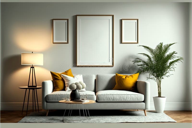 Beautiful Clean Interior with Small Decorations, Plants and Mock Frames ...