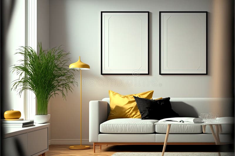 Beautiful Clean Interior with Small Decorations, Plants and Mock Frames ...