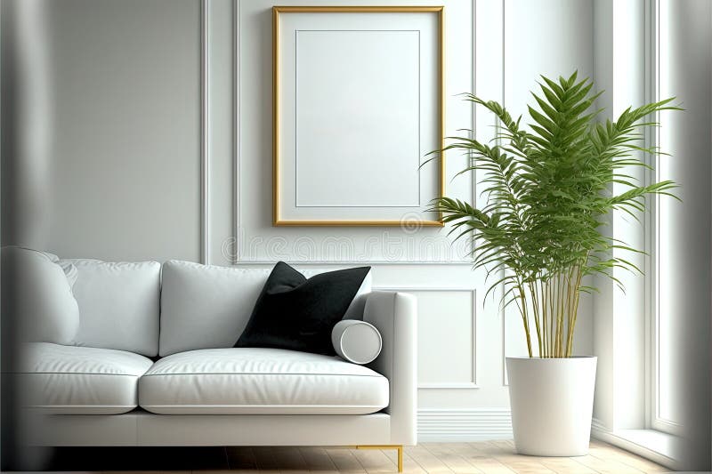 Beautiful Clean Interior with Small Decorations, Plants and Mock Frames ...