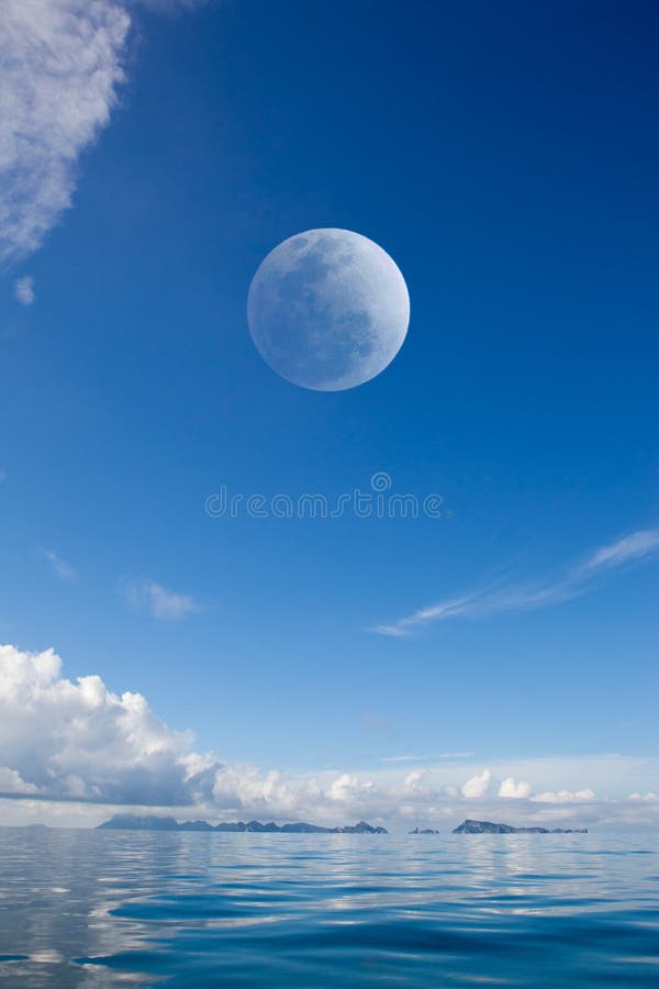 Beautiful Clear Sky with Moon Stock Image - Image of beauty, natural ...