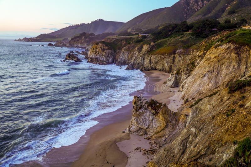 The Beautiful Cliffs of Big Sur at the Pacific Coast after Sunset Stock ...