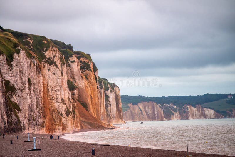 Beautiful Cliffs of Dieppe at Sunset, Normandy Stock Photo - Image of ...