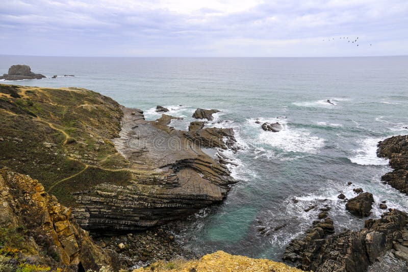 Beautiful Cliffs with Beautiful Rocks and Brave Atlantic Ocean Stock ...