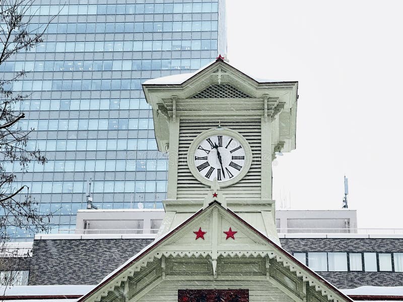 Clock tower in Sapporo stock photo. Image of clock, beautiful - 238097020