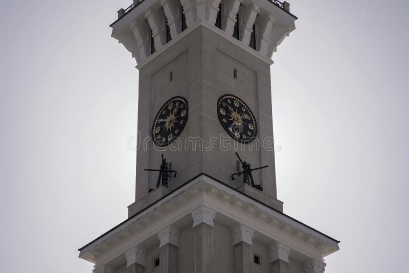 Beautiful Clock Tower. Ancient Soviet Architecture Stock Photo - Image ...