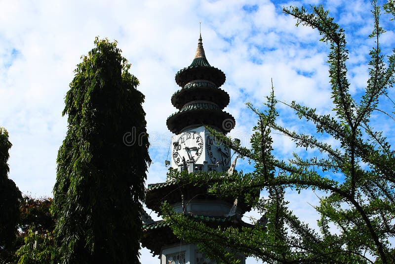 The Beautiful Clock Tower in a Park at Bangkok Stock Image - Image of ...