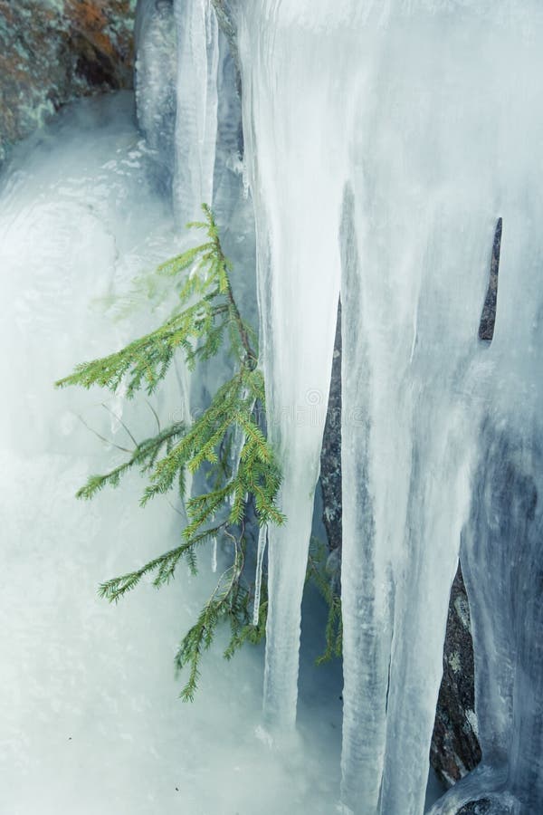 A Beautiful Close-up of a Frozen Waterfall in the Winter Stock Image ...