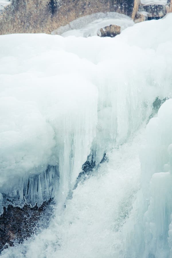 A Beautiful Close-up of a Frozen Waterfall in the Winter Stock Photo ...