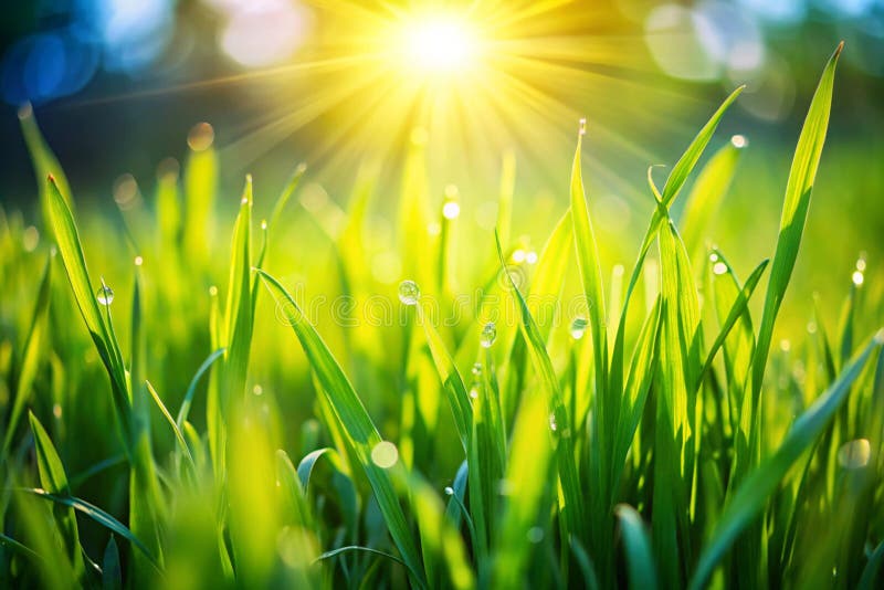 Closeup of the Green Grass with Light from Back Stock Illustration ...