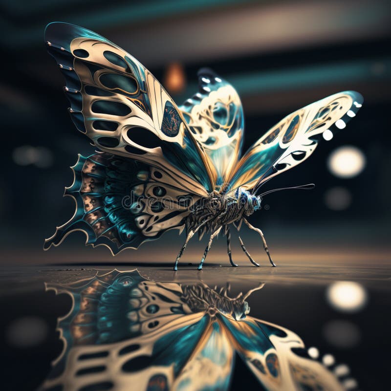 Beautiful Close-up Illustration of a Hyper-realistic Butterfly Stock ...