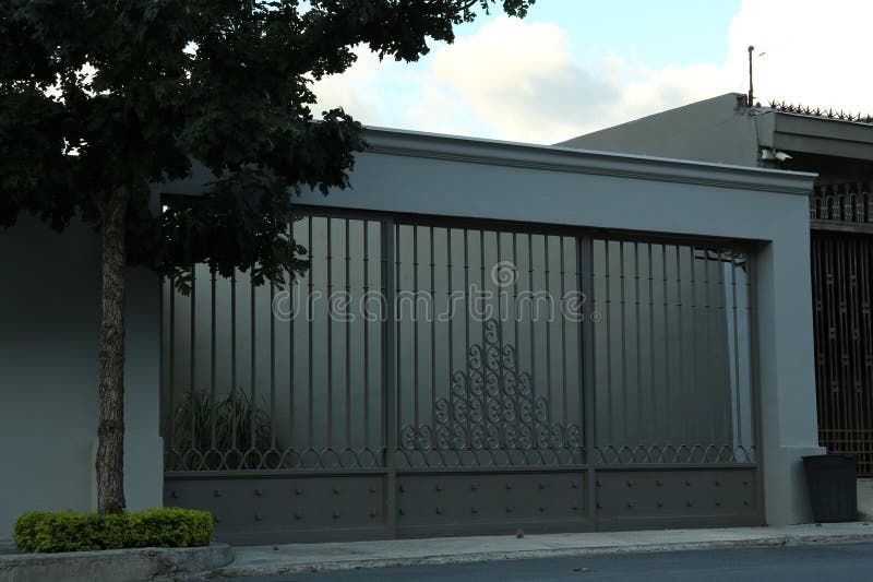 Beautiful Closed Metal Gate and Fence Outdoors Stock Photo - Image of ...