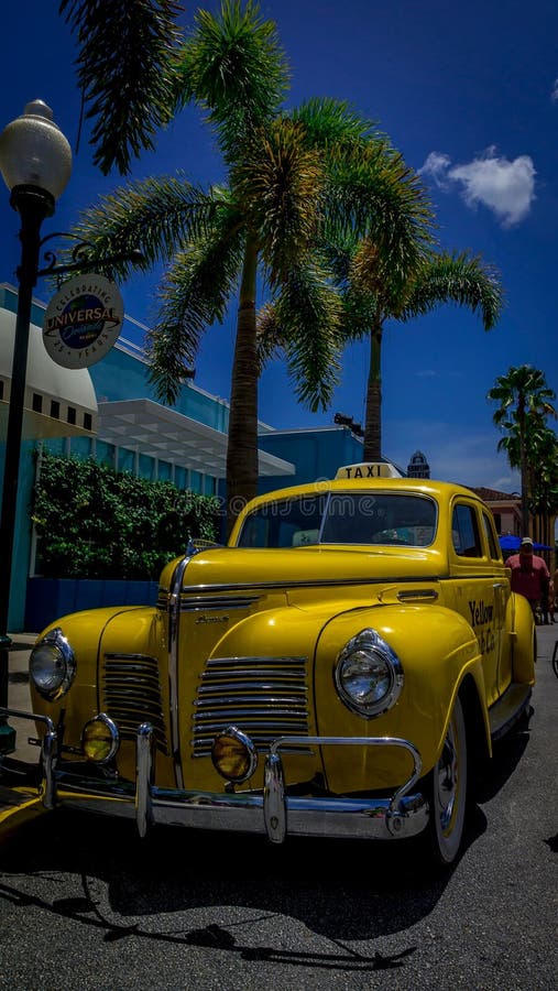 Beautiful Closeup of a Classic Yellow Taxi in Universal Studios ...