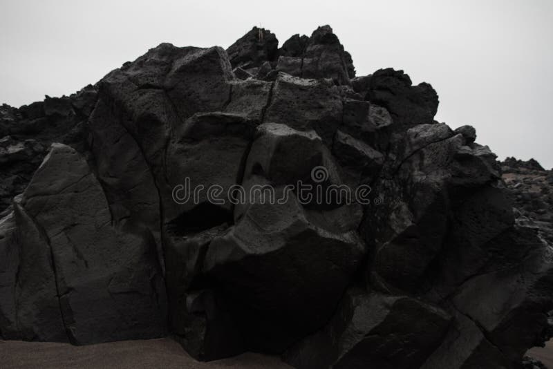 Beautiful Closeup Shot of Big Black Rocks with Beautiful Patterns on it ...