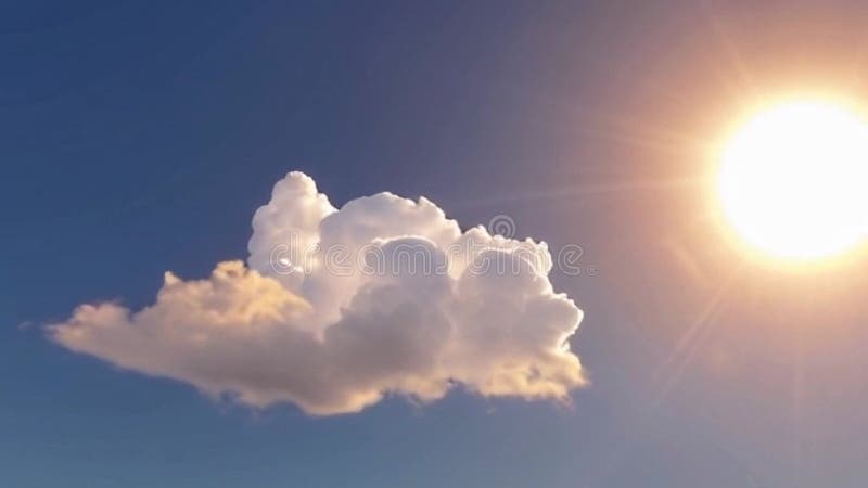 Beautiful Cloud Flight Under the Glowing Sun Realistic 3D Animation ...