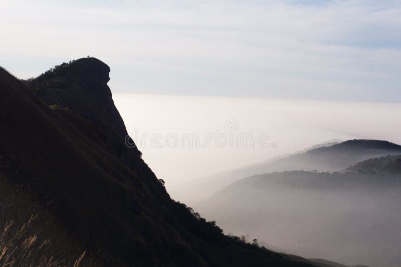 Beautiful Cloud Layer Mountain Cliff View Stock Image - Image of ...