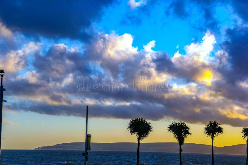 Beautiful Cloud Texture at Durdle Door Sea Beach with Three Palm Trees ...
