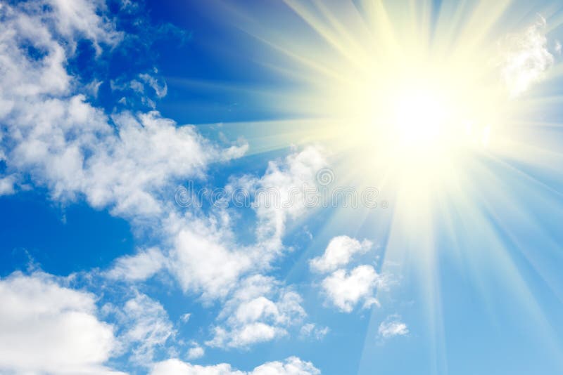 Clouds in the Blue Sky with Sun Rays Stock Image - Image of bright ...