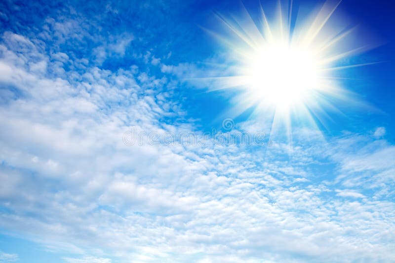 Clouds in the Blue Sky with Sun Rays Stock Photo - Image of backdrop ...