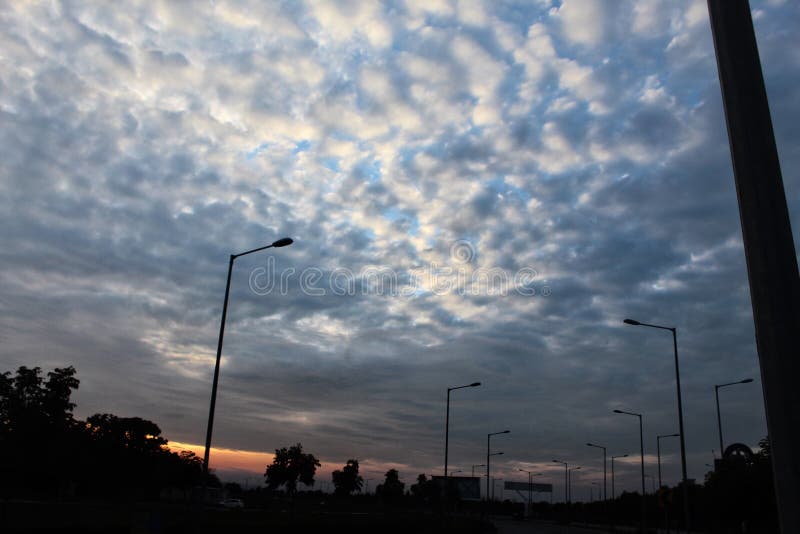 A Beautiful Clouds Pattern Clicked at the Time of Sunset. Stock Image ...