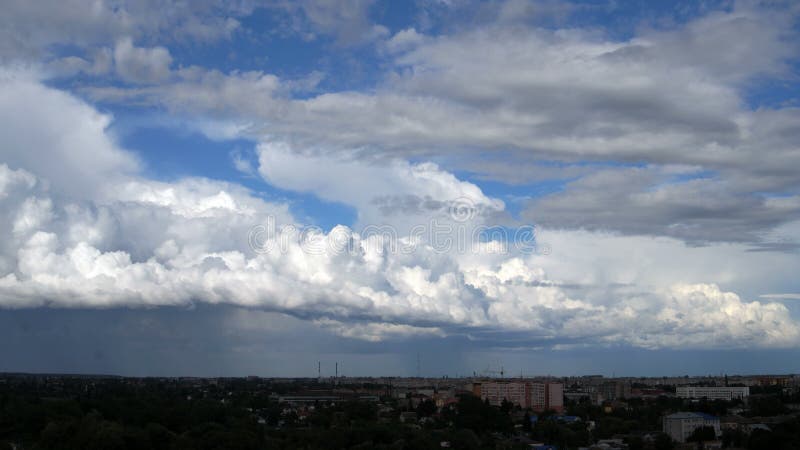 Beautiful Cloudscape with Large, Building Clouds and Sunrise Breaking ...