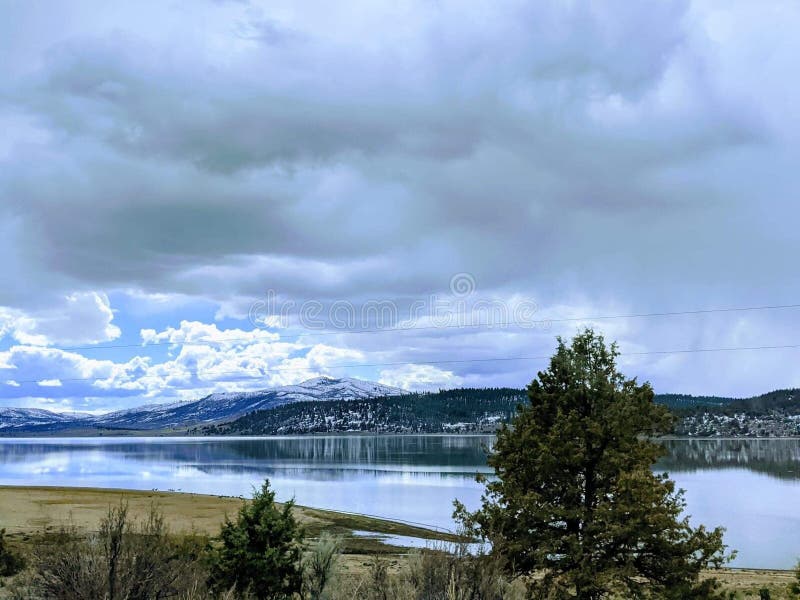 Beautiful Cloudy Oregon Reservoir Pretty Stock Photo - Image of ...