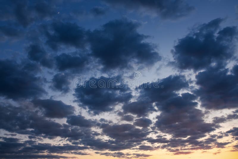 Beautiful Cloudy Sky during Sunset Stock Image - Image of moon, natural ...