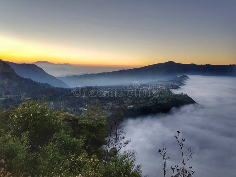 Beautiful Cloudy Sunrise at Mount Bromo Stock Image - Image of sunrise ...