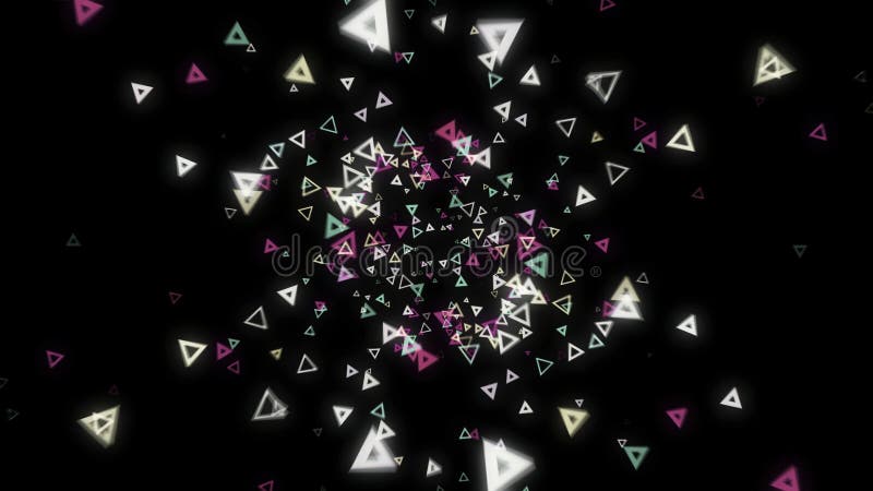 Beautiful Cluster of Numerous Multicolored Neon Triangles Floating in an Abstract Environment on ...